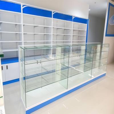 China Pharmacy Retail Display Rack and Medical Wall Cabinet Solutions for Modern Drugstore Store Interior Design for sale