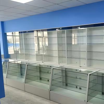 China Medical Shop Display Fixtures and Pharmacy Wall Shelving for Retail Drugstore Wooden Store Furniture for sale