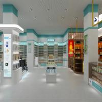 China Pharmacy Showcase Cabinet and Medical Wall Shelf System for Retail Drugstore Store Furniture Design for sale