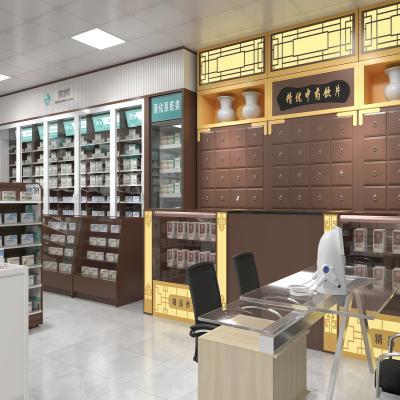 China Retail Drugstore Display Shelving and Pharmacy Counter Cabinets for Medical Store Furniture Solutions for sale