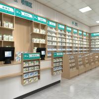China Pharmacy Store Display Furniture and Custom Medical Wall Cabinets for Retail Drugshop Interior Layout for sale