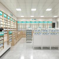 China Pharmacy Store Display Furniture and Custom Medical Wall Cabinets for Retail Drugshop Interior Layout for sale