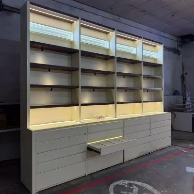 China Modern Eyewear Display Cabinet Glass Showcase with LED Lighting Eco-Friendly & Durable for Supermarket Interior Design for sale