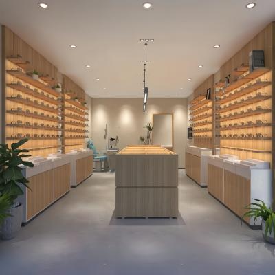 China Custom Optical Glass Showcase with LED Lighting Eco-Friendly & Heavy Duty for Eyewear Retail Store for sale