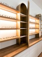 China Optical Shop Sunglasses Display Furniture Commercial Retail Fixture Solution LED Strip Lights Heavy Duty Eco-Friendly Solid Back for sale