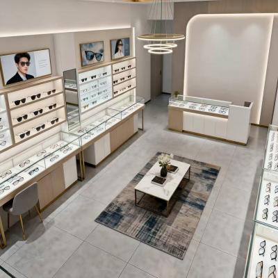 China Modern Eyewear Display Cabinet Optical Store Glasses Display Shelf With LED Light for sale