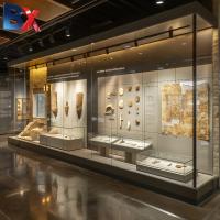 China Stainless Steel Exhibition Case LED Lighting Museum Quality Glass Display Cases for sale