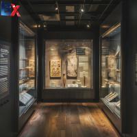 China Stainless Steel Exhibition Case LED Lighting Museum Quality Glass Display Cases for sale