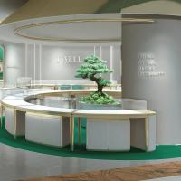 China BaiXing Custom High Quality Eco-Friendly Durable Heavy Duty Jewelry Showroom Display Furniture Glass Counter with LED Lighting for sale