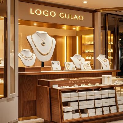 China Jewelry Showroom Display Furniture Glass Showcase with LED Lighting Eco-Friendly Heavy Duty Modern Commercial Design for sale