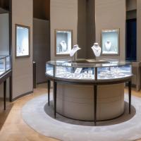 China Retail Jewelry Display Cabinets Eco-Friendly Heavy Duty Glass Counter with LED Lighting for Jewelry Store Interior Projects for sale
