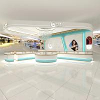 China SS304 Jewelry Display Case Glass Solid Wood Veneer A Jewelry Showrooms for sale