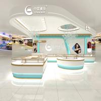 China SS304 Jewelry Display Case Glass Solid Wood Veneer A Jewelry Showrooms for sale