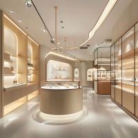 China Top Round Glass Jewelry Display Showcase with LED Lighting Customized for Luxury Retail for sale