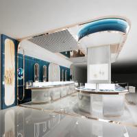 China Layout Shopping Mall  Jewelry Kiosk Recyclable Lighting   Large Jewelry Display Stands for sale