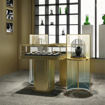 China Custom Luxury Jewelry Store Display Furniture Glass Counter with LED Lighting Eco-Friendly & Heavy Duty for Retail Shops for sale