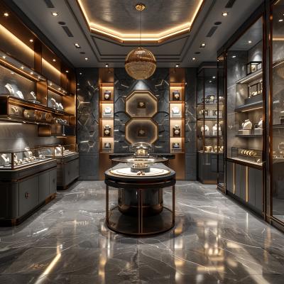 China Customizable Eco-Friendly Jewelry Display Glass Showcase with LED Lighting Direct Factory Price for Retail Stores for sale