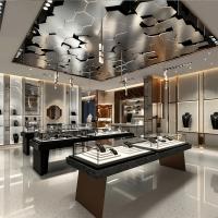 China Customizable Eco-Friendly Jewelry Display Glass Showcase with LED Lighting Direct Factory Price for Retail Stores for sale