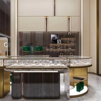 China High Quality LED Lighting Eco-Friendly Jewelry Store Interior Design with Custom Display Showcase Retail Jewelry Shop Furniture for sale