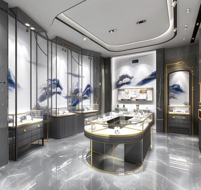 China Professional LED-Lit Jewelry Display Counter and Custom Eco-Friendly Durable Jewelry Shop Furniture for Retail Store Decoration for sale