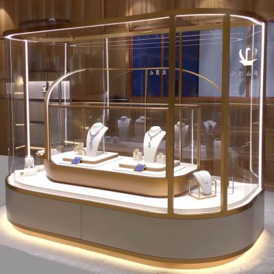 China Modern Glass Jewelry Kiosk Display Cabinet Display Forms customized Heavy Duty for sale