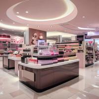 China High Quality Eco-Friendly Heavy Duty Cosmetic Display Stand Makeup Store Display Cabinet LED Lighting for Retail Shop Decoration for sale