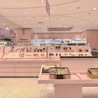 China Custom Display Counter Modern Acrylic Cosmetic Showcase Shelves for Retail Shop Pharmacy Store Beauty Products Display Stand for sale