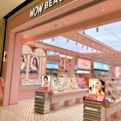 China Modern Custom LED-Lit Eco-Friendly Cosmetic Display Cabinet Retail Makeup Store Fixtures for Professional Shop Interior Design for sale
