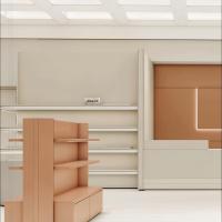 China Custom Modern Wooden Cosmetic Display Counter with LED  Beauty Product Showcase  for Contemporary Cosmetic Store Interior Design for sale