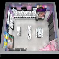 China Custom Retail Makeup Display Stand Cosmetic Shop Counter Display Rack Lipstick Blush Showcase for Stores   Cosmetics Kiosk for sale
