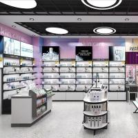 China Custom Retail Makeup Display Stand Cosmetic Shop Counter Display Rack Lipstick Blush Showcase for Stores   Cosmetics Kiosk for sale
