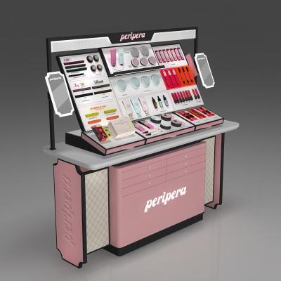China Custom Beauty Product Display Rack Cosmetic Shop Countertop Lipstick Eyeshadow Display Stand Retail Store Fixtures for sale