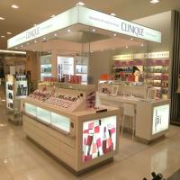 China Ss304 Eco Cosmetic Display Case Shopping Mall Makeup Display Case for sale