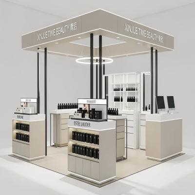 China 3D Design Beauty Retail Display Rack Glass Modular Fit Out Cosmetic Shop Display for sale