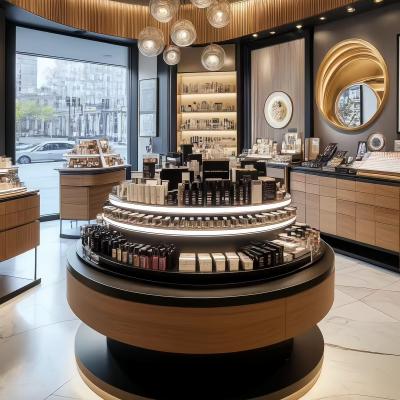 China Compact Makeup Display Showcase Adjustable Lighting Store Cosmetic Shop Showcase for sale