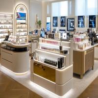 China Customizable Cosmetic Display Wall Shelf and Counter Set for Beauty Retail Shop for sale