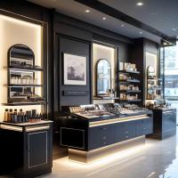 China Customizable Cosmetic Display Wall Shelf and Counter Set for Beauty Retail Shop for sale