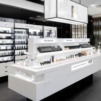 China Customizable Cosmetic Display Wall Shelf and Counter Set for Beauty Retail Shop for sale