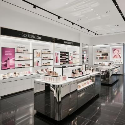 China Makeup Retail Furniture Set: Cosmetic Display Table, Wall Shelves and Counter Organizer for sale