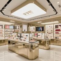 China Makeup Retail Furniture Set: Cosmetic Display Table, Wall Shelves and Counter Organizer for sale