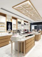 China Modern Cosmetic Display Stand for Retail Stores Makeup Vanity Table and Wall Shelf Set for sale