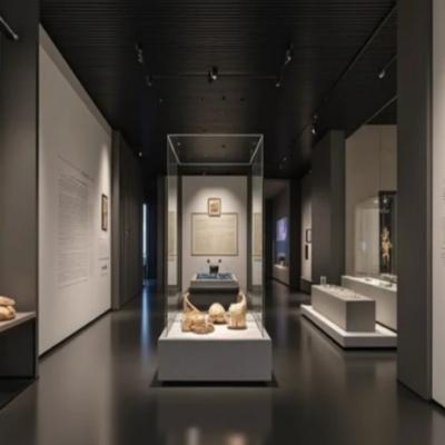 China Modernist Steel Glass Exhibition Case Luxury Retail Museum Exhibition Display Cases for sale