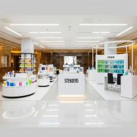 China Custom Cosmetic Display Retail Cabinet Led Makeup Display Racks Cosmetic Island Display Stand for Cosmetic Shops - for sale