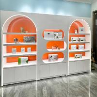 China Private Customization Makeup Perfume Shop Design Furniture Store Baking Paint Beauty Perfume Tall Display Cabinet for sale