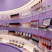 China Modern Cosmetic Retail Furniture Makeup Store Display Counter Cabinet with Mirror  store for sale
