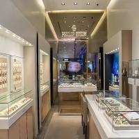 China High-End Jewelry & Watch Display Showcase LED Lighting Stainless Steel Tempered Glass Furniture for Retail Store Interior Design for sale