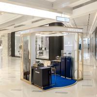 China High-End Jewelry & Watch Display Showcase LED Lighting Stainless Steel Tempered Glass Furniture for Retail Store Interior Design for sale