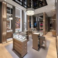 China High-End Jewelry & Watch Display Showcase LED Lighting Stainless Steel Tempered Glass Furniture for Retail Store Interior Design for sale