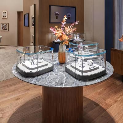 China Luxury Watch Display Cabinet High-End Retail Store Glass Watch Showcase with LED Lighting for sale