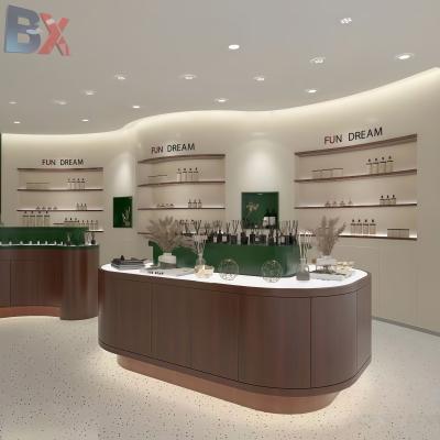 China Custom 3D Design Eco-Friendly Heavy Duty Perfume Display Stand LED Lighting Wooden Fragrance Showcase Retail Stores for sale